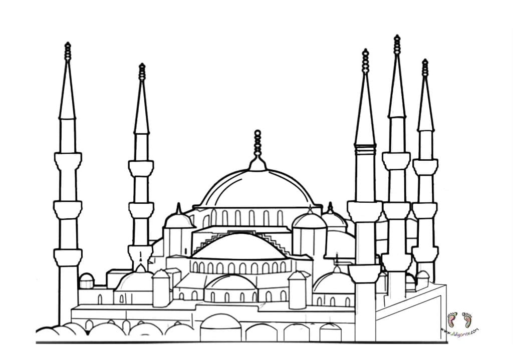 Cami Boyama Sayfası - Mosque Coloring - Cami Çizimi - Didiyom Tv