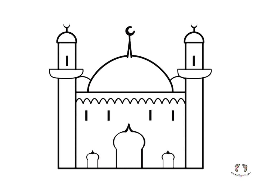 Cami Boyama Sayfası - Mosque Coloring - Cami Çizimi - Didiyom Tv